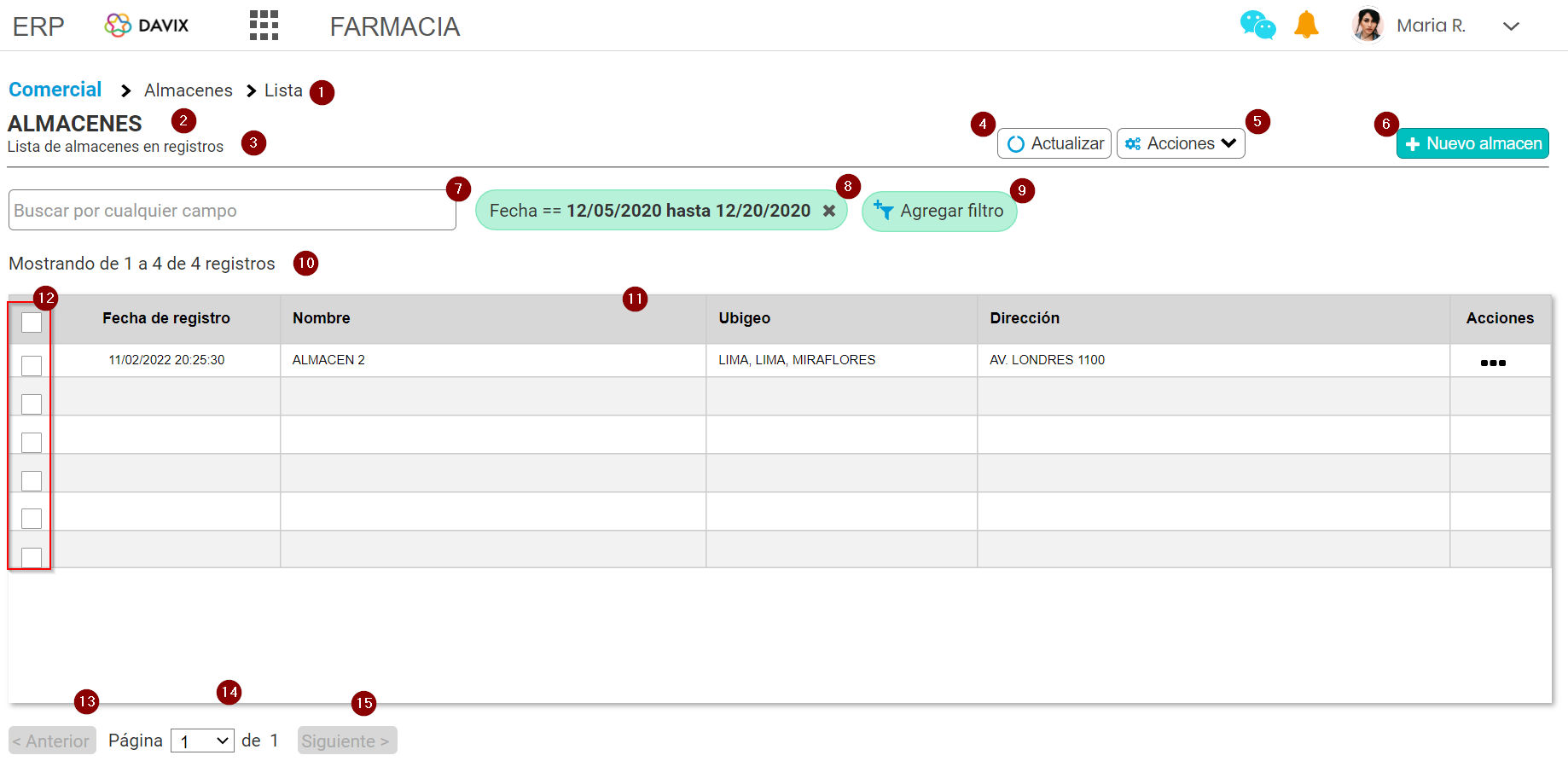 Lista de almacenes – SYSLACSDEV DOCS