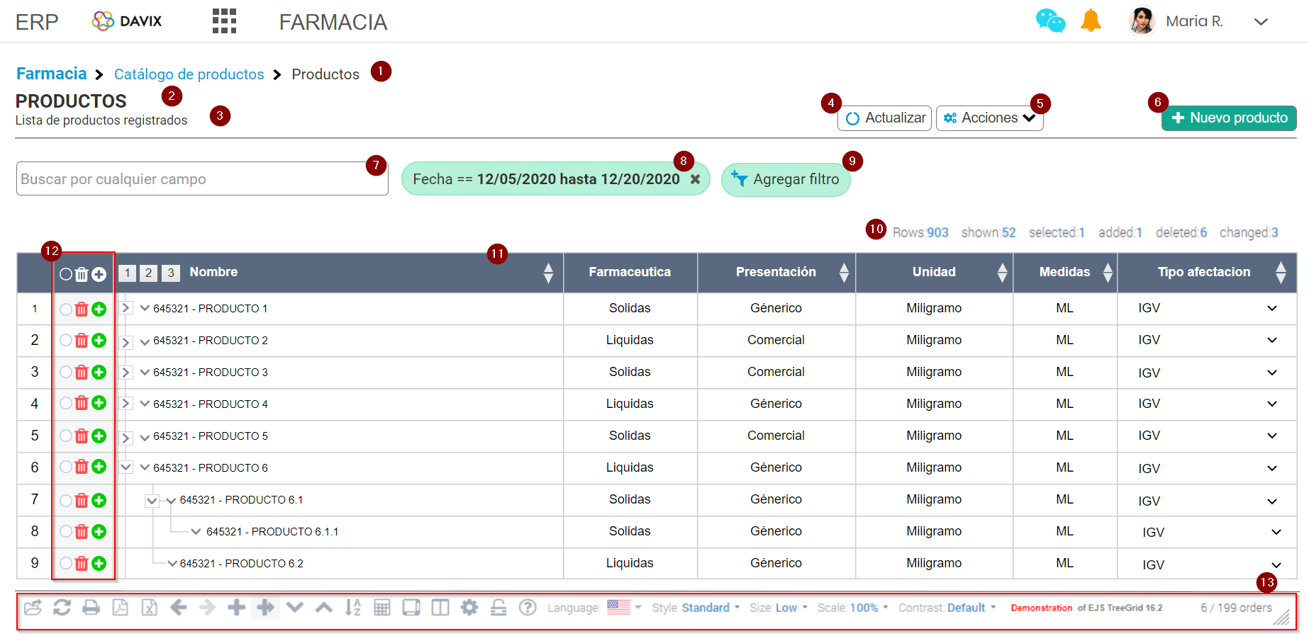 Lista de productos – SYSLACSDEV DOCS