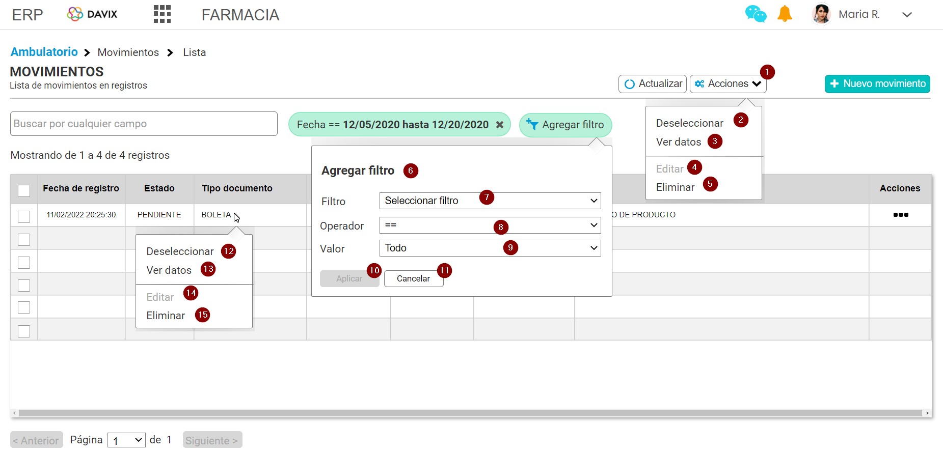 Lista de movimientos – SYSLACSDEV DOCS