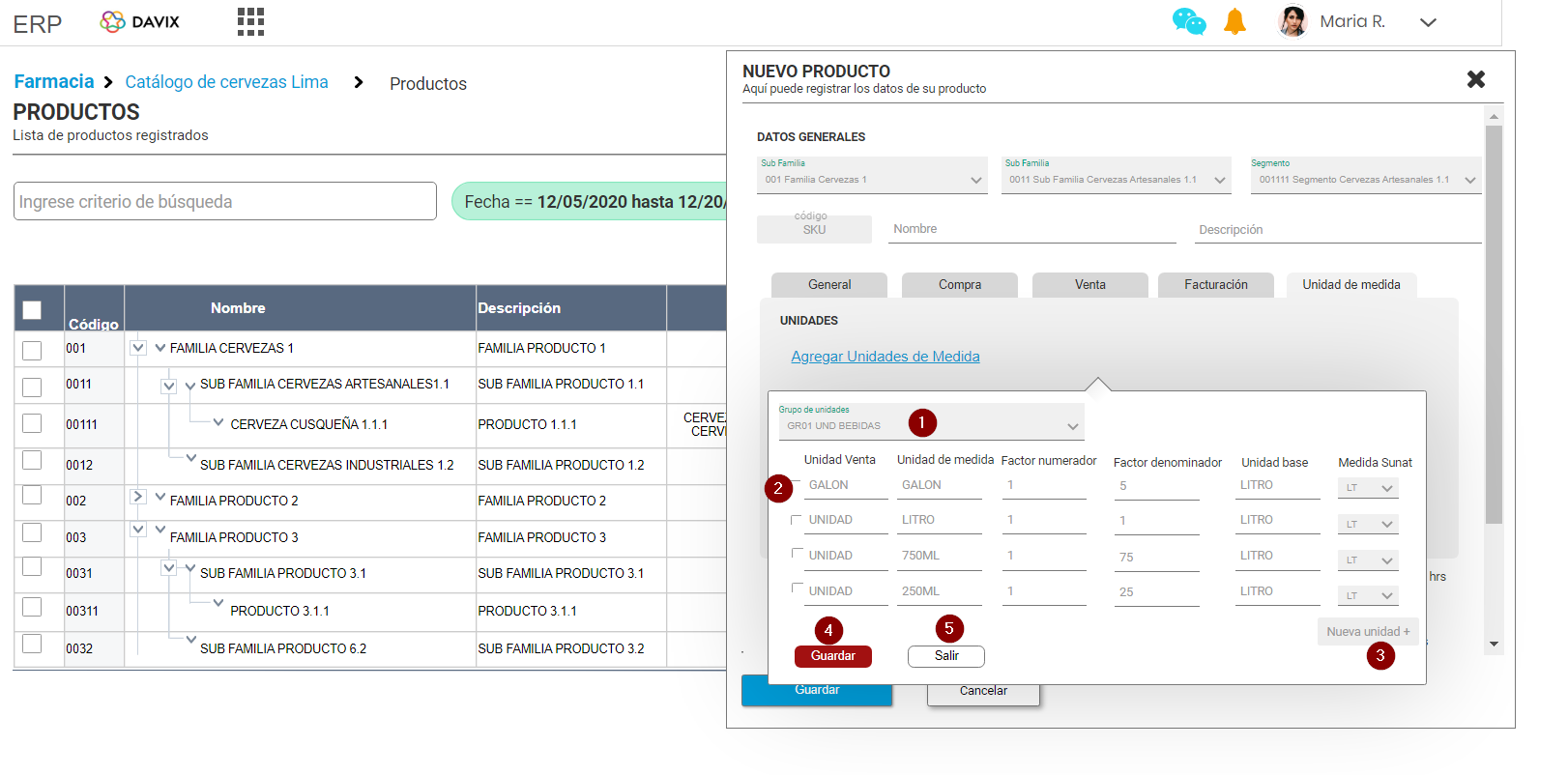 Nuevo Producto Sección Unidad de Medida – SYSLACSDEV DOCS