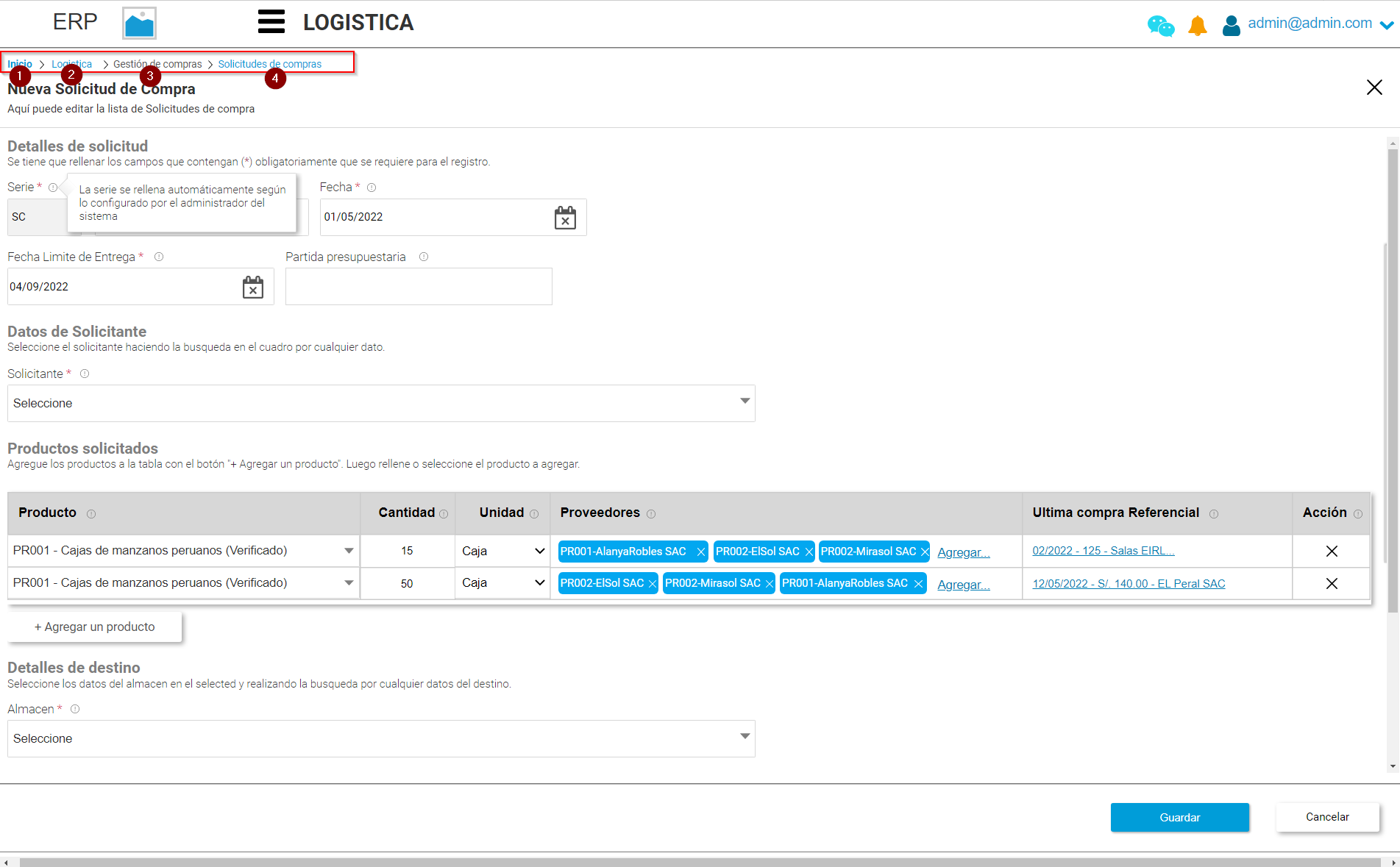 Nueva solicitud de compra – SYSLACSDEV DOCS