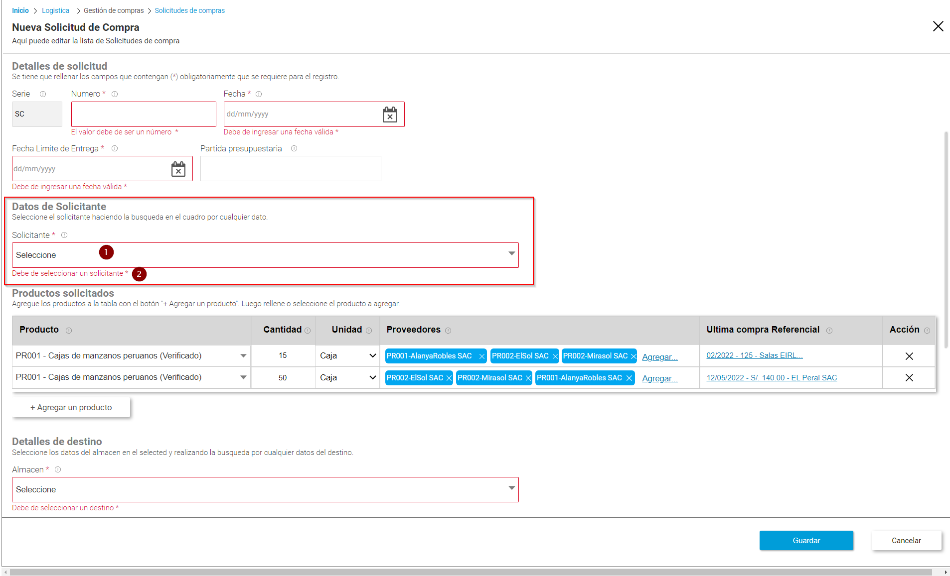 Nueva solicitud de compra – SYSLACSDEV DOCS