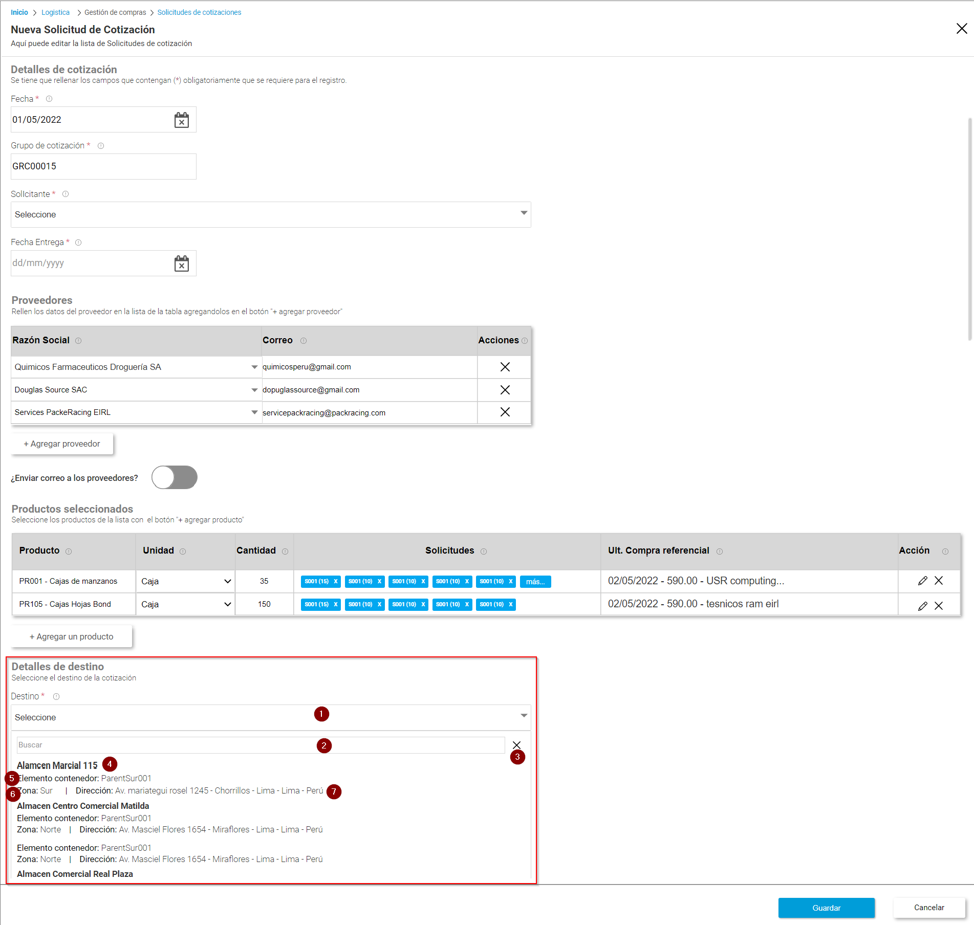 Nueva solicitud de cotización – SYSLACSDEV DOCS